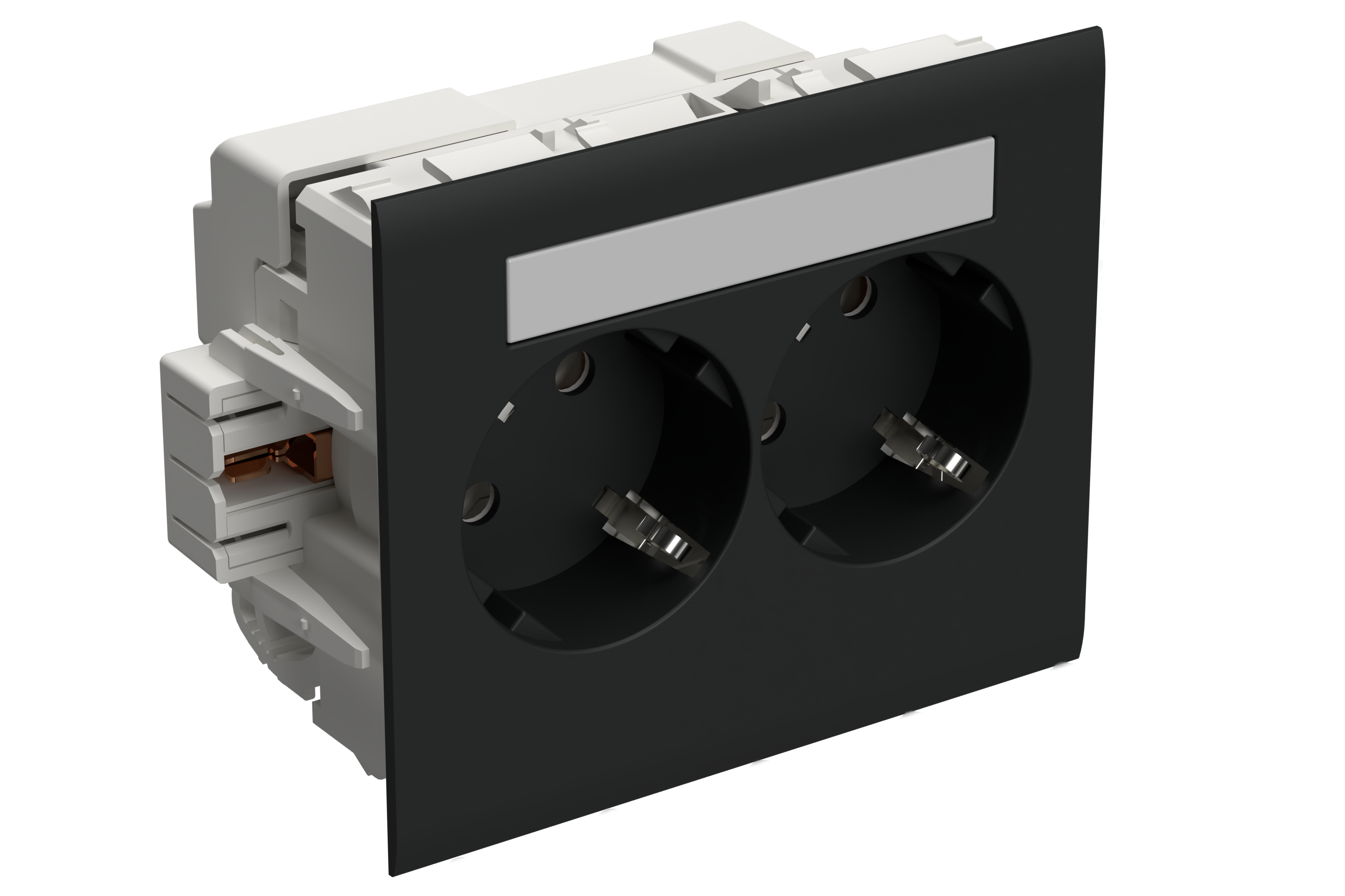 Socket outlet 2-way base QC black 9017 | Wibe group